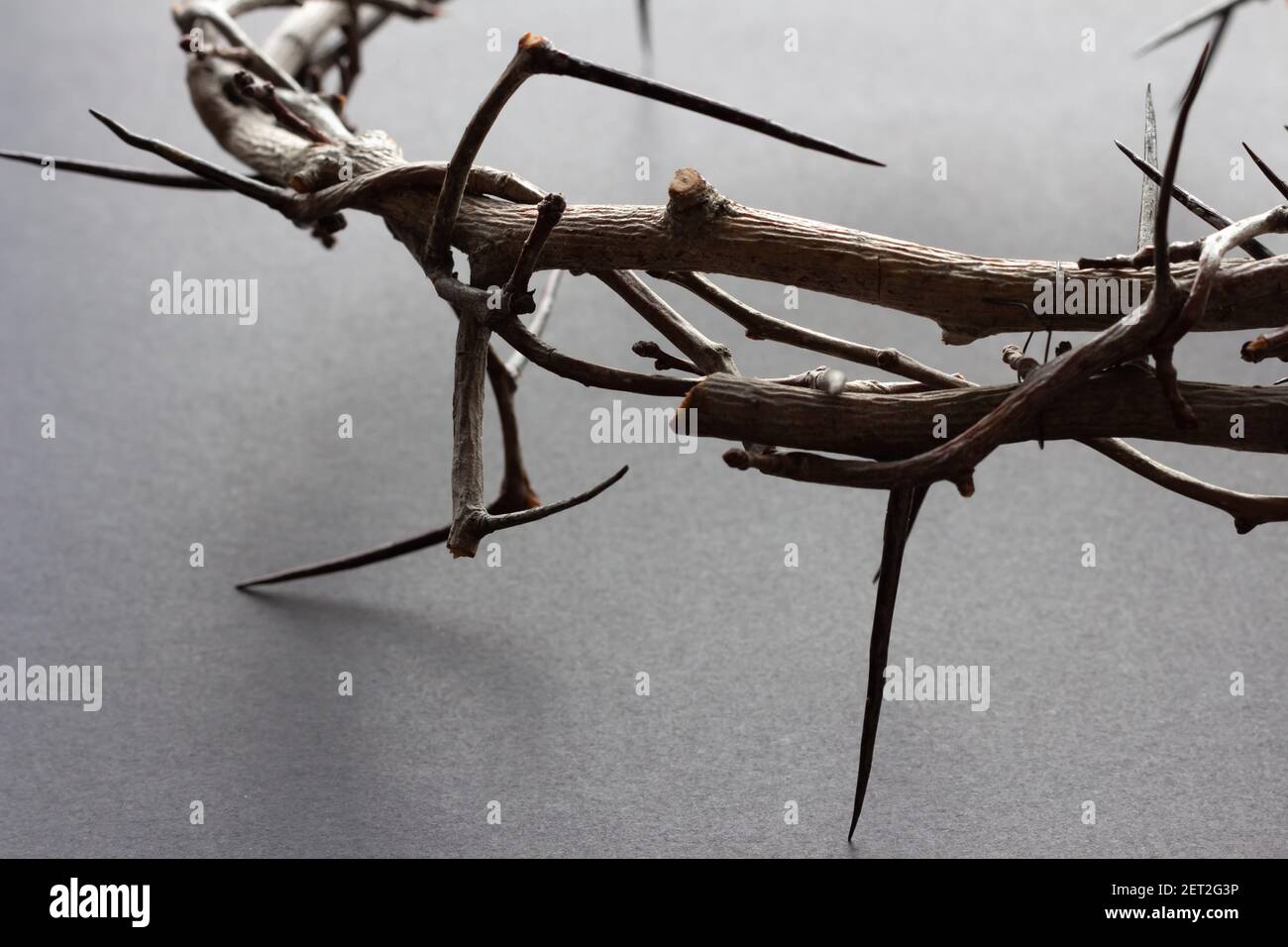 Christian crown of thorns on a black background with copy space Stock ...