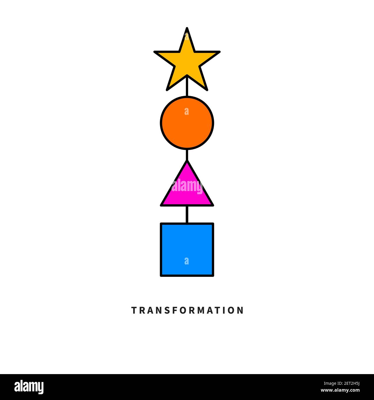 Icon transformation. Transition of geometric shapes, circle, triangle ...