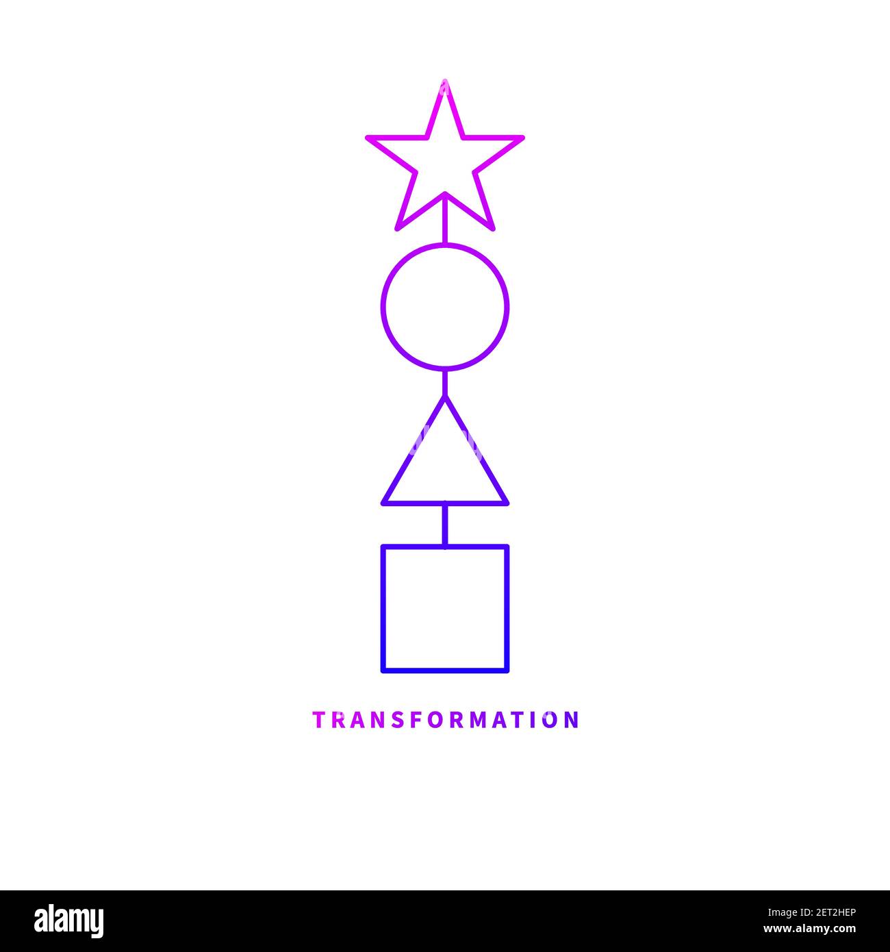 Icon transformation. Transition of geometric shapes, circle, triangle ...
