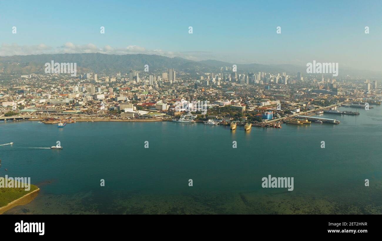Aerial view of panorama of Cebu city with skyscraper, buildings and ...