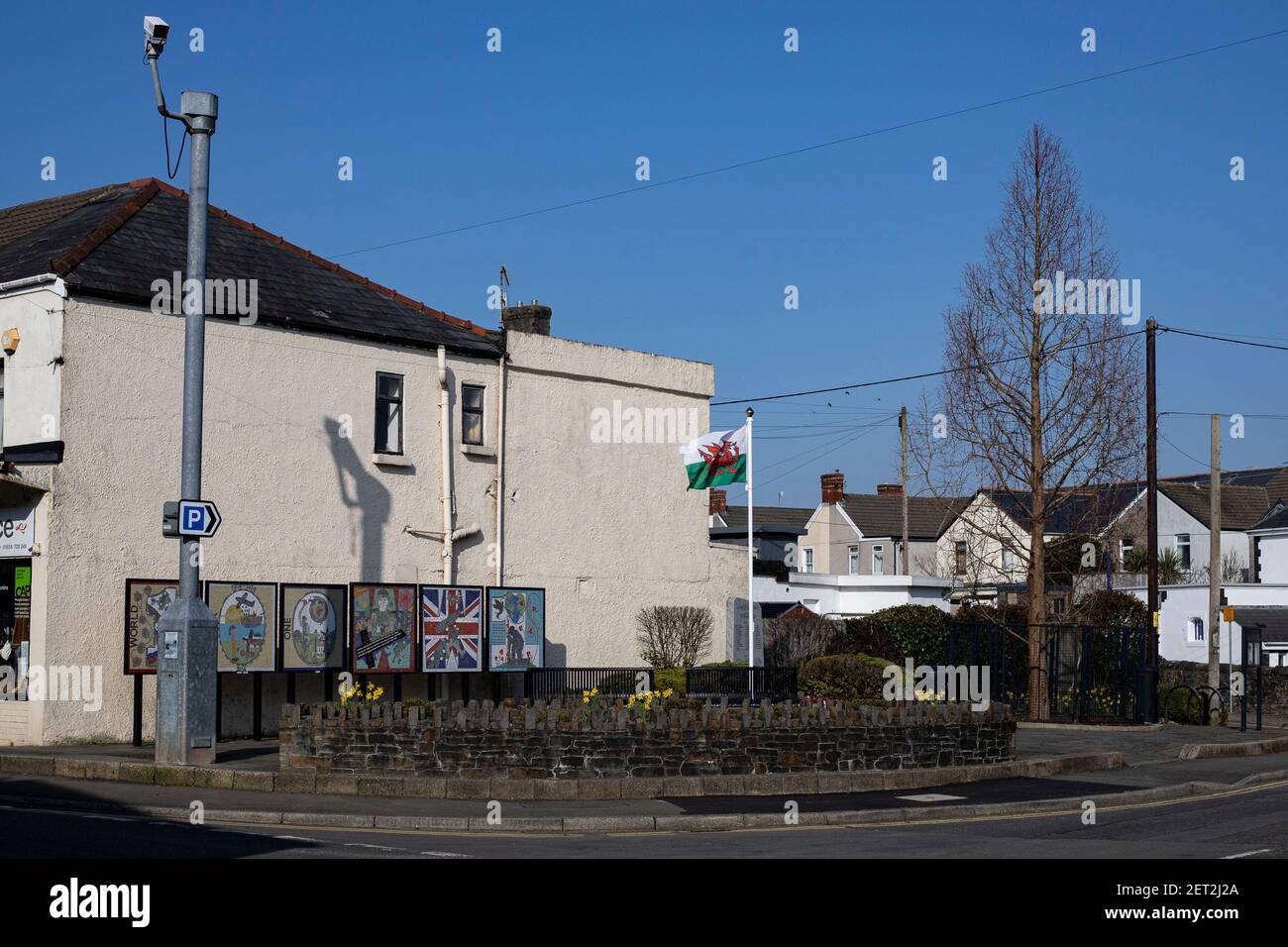 A view of Aberkenfig Square, Bridgend on the 1st March 2021. Credit ...
