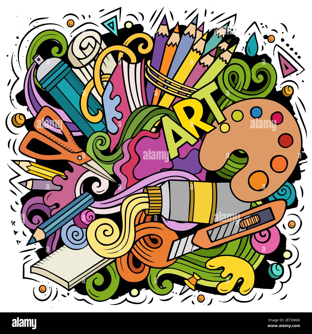 Artist cartoon doodle illustration. Funny Art design. Creative vector ...