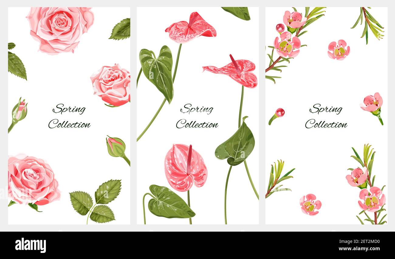 Collection of vertical spring backgrounds for social networks with ...