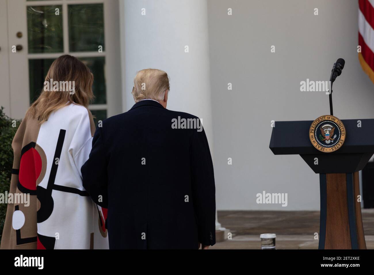 First Lady Melania Trump, and U.S. President Donald Trump, leave after ...