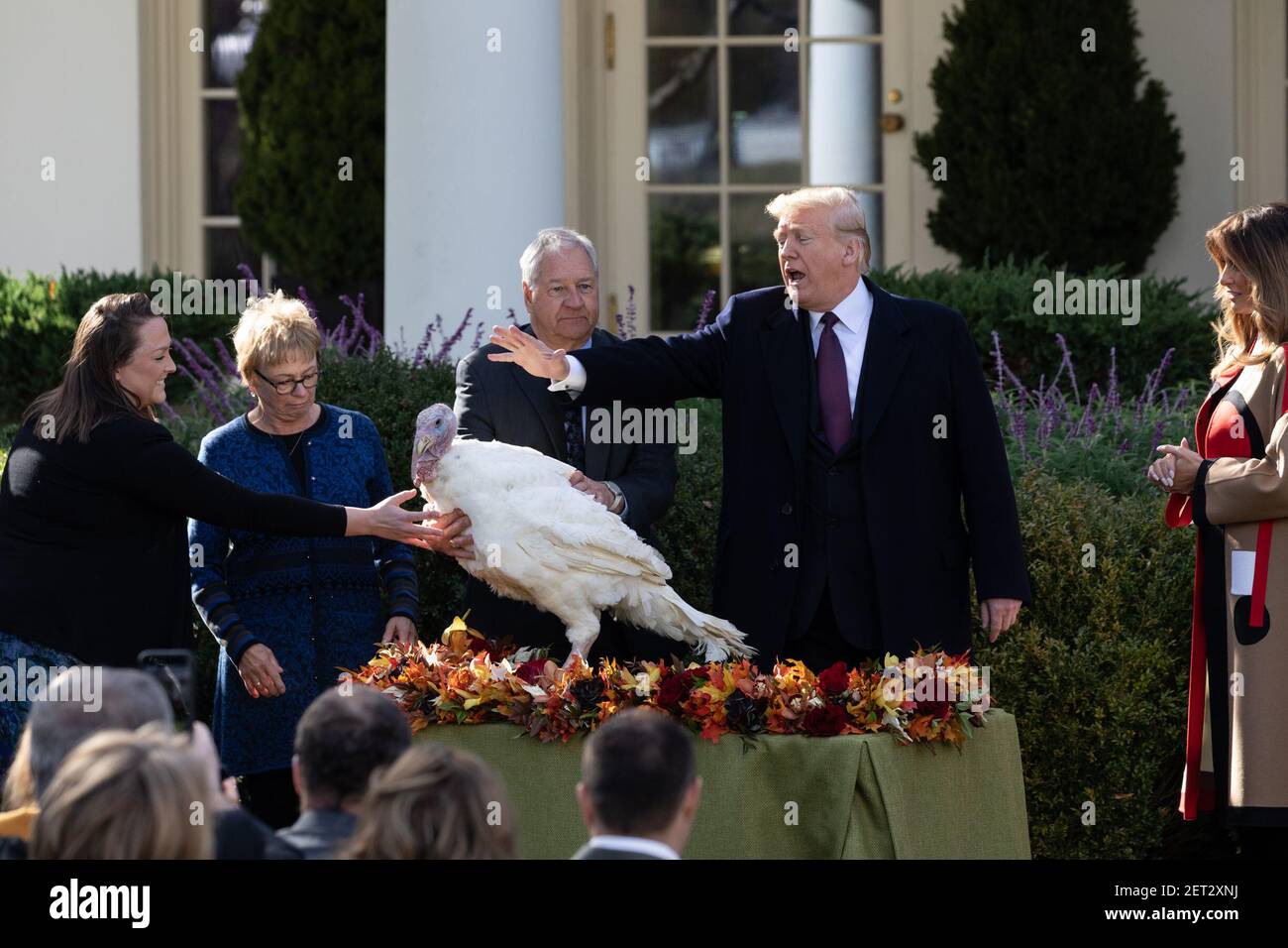 U.S. President Donald Trump (2nd R), with First Lady Melania Trump by ...