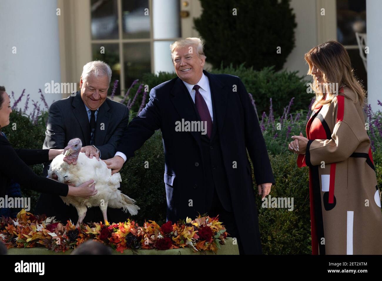 U.S. President Donald Trump (2nd R), with First Lady Melania Trump by ...