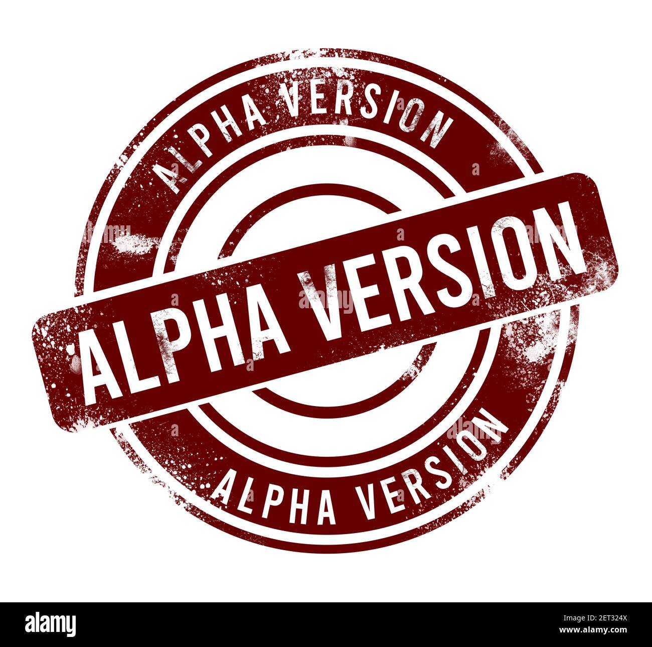 Alpha version - red round grunge button, stamp Stock Photo - Alamy