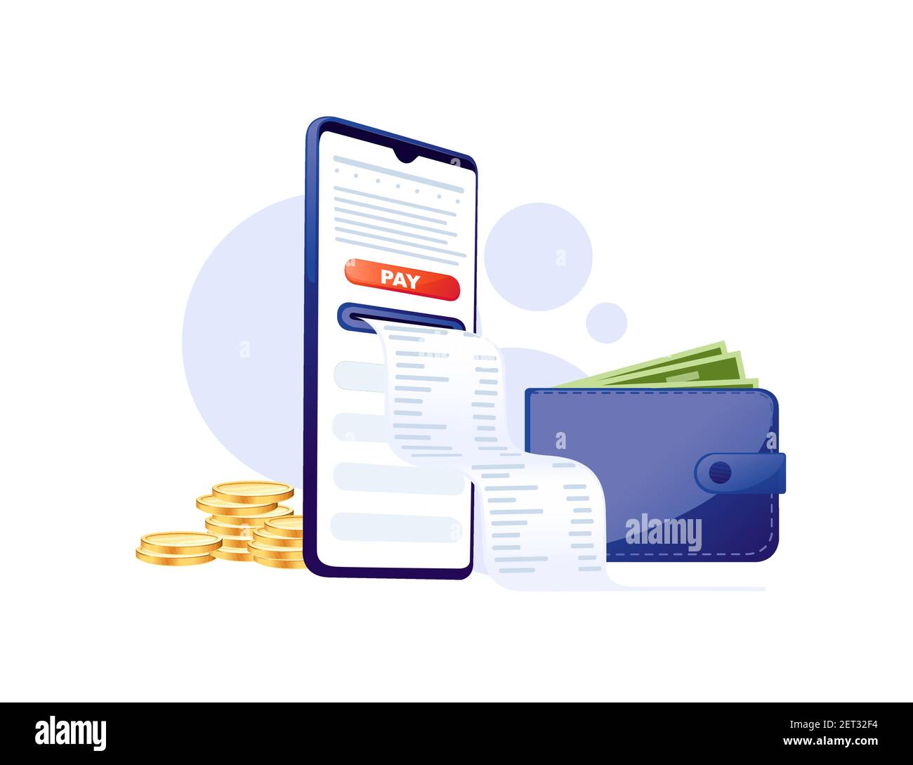 Abstract finance payment illustration with wallet and payment check ...