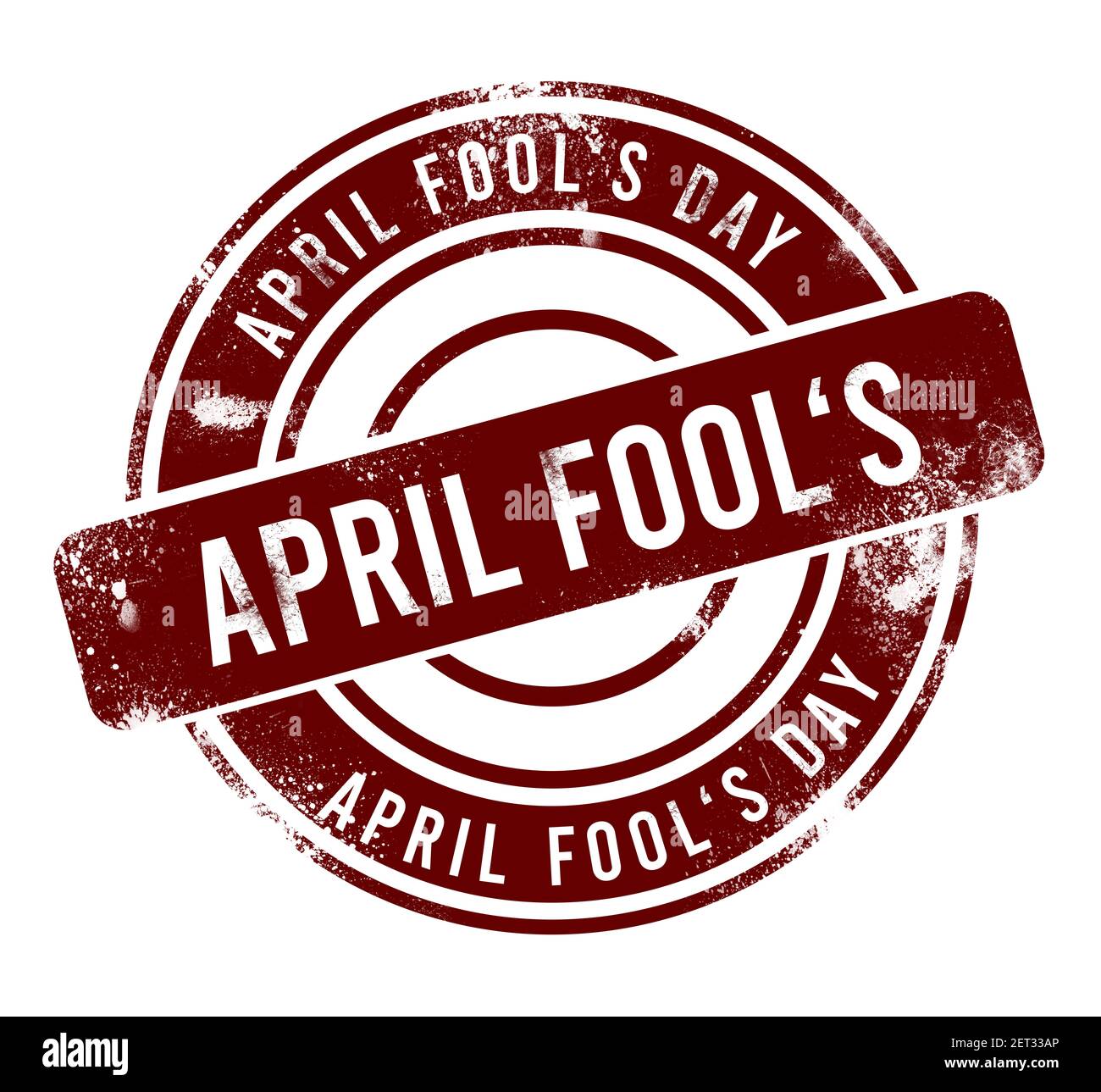 April Fool's Day - red round grunge button, stamp Stock Photo - Alamy