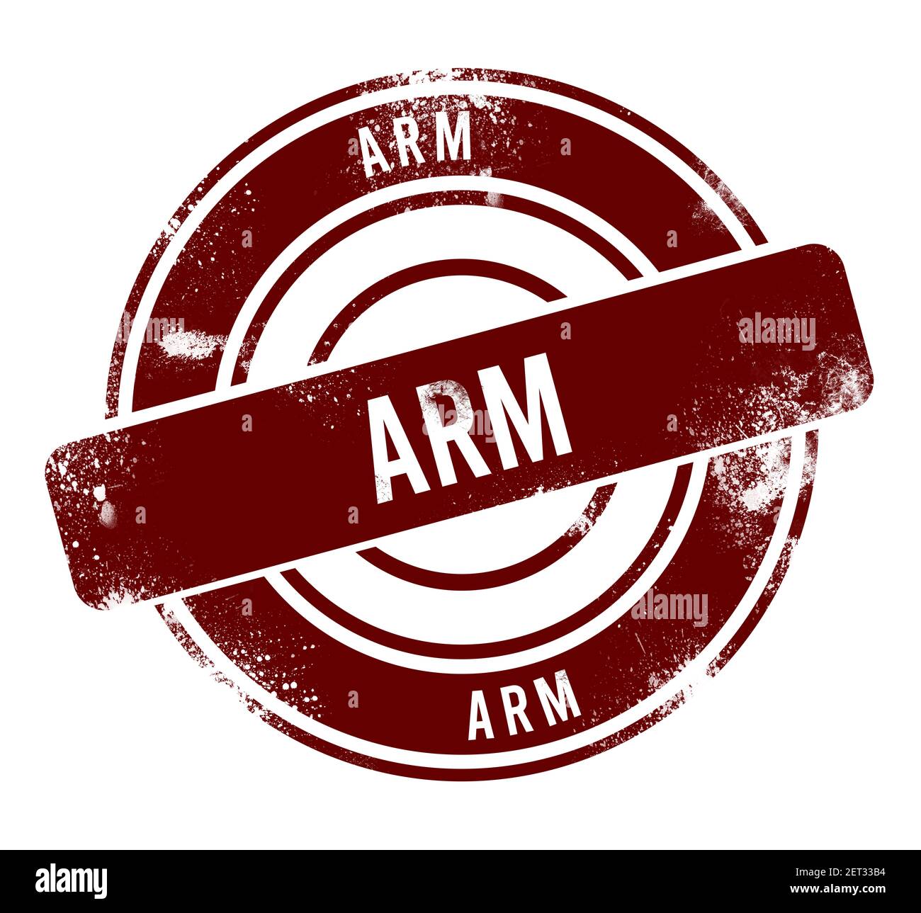 Arm - red round grunge button, stamp Stock Photo - Alamy