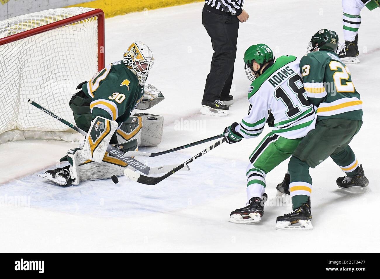 November 23, 2018 North Dakota Fighting Hawks forward Collin Adams (18 ...