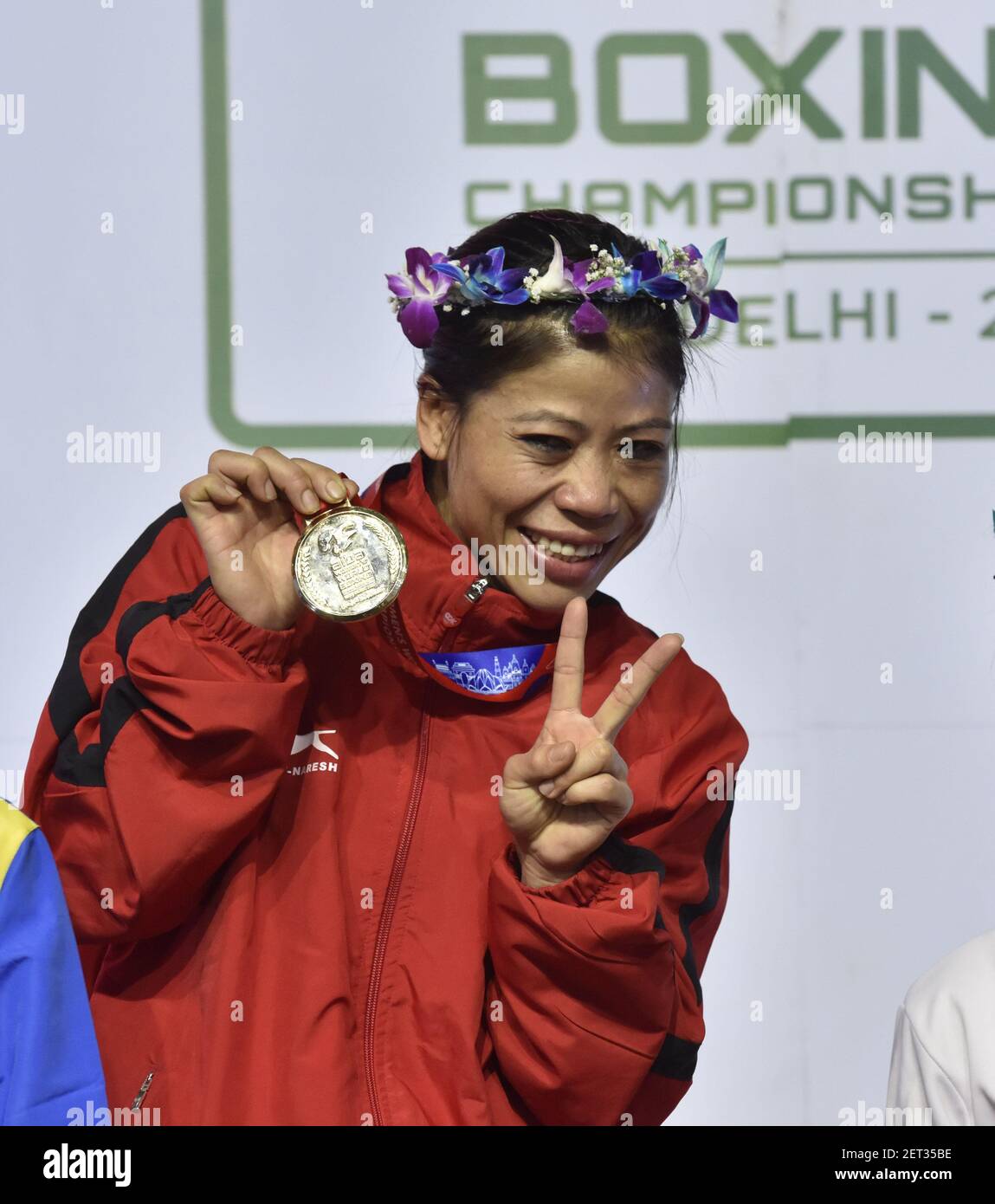 NEW DELHI, INDIA - NOVEMBER 24: Indian boxing ace MC Mary Kom clinches ...