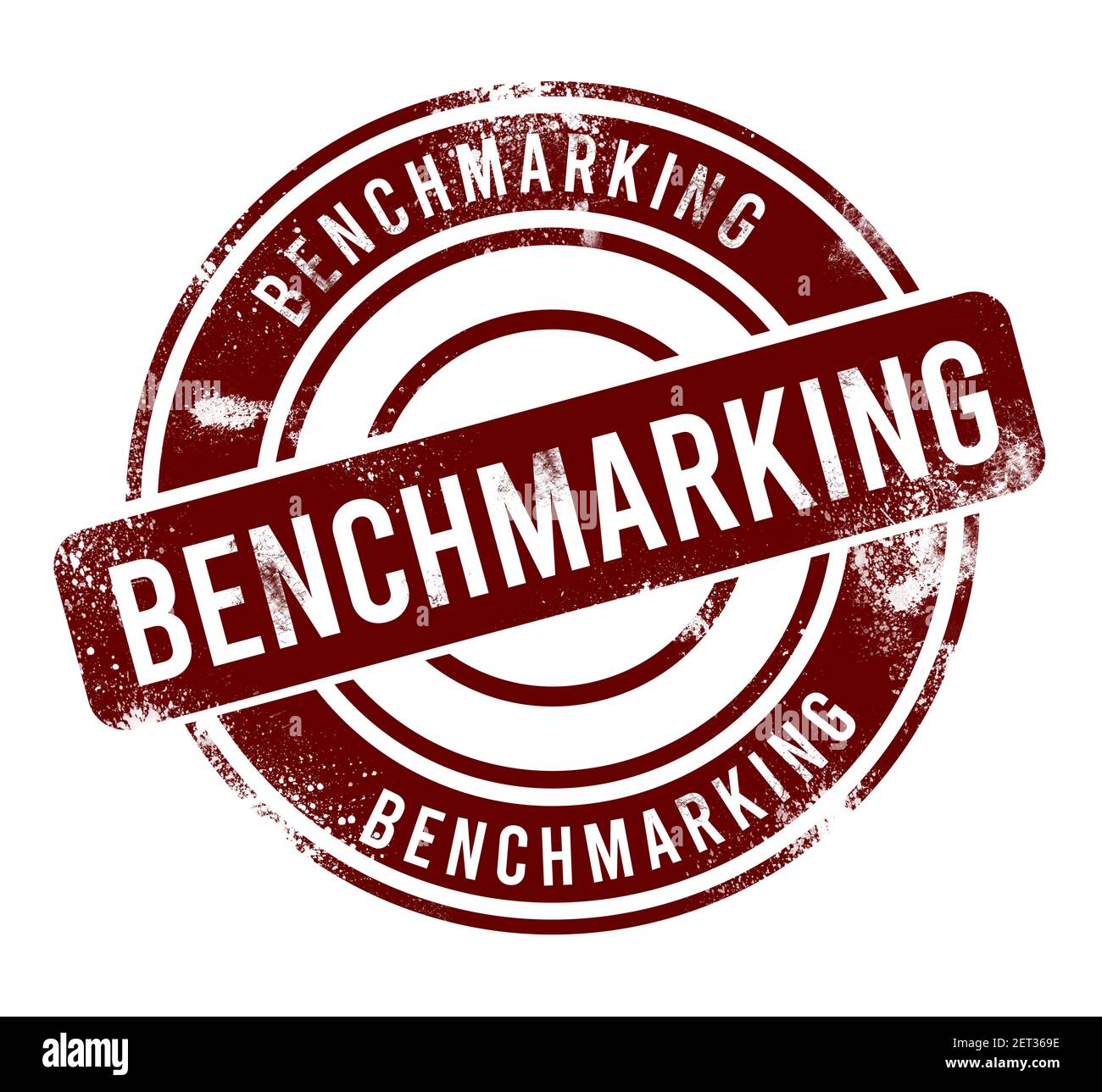 Benchmarking - red round grunge button, stamp Stock Photo - Alamy