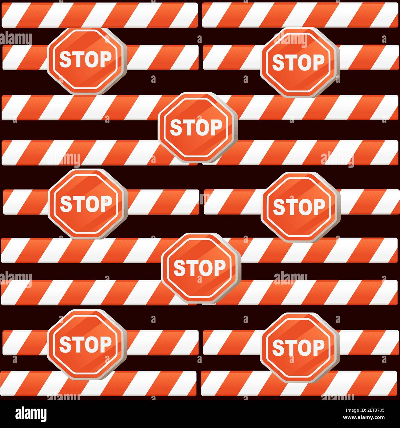 Seamless pattern of STOP sign with red ribbon vector illustration on ...