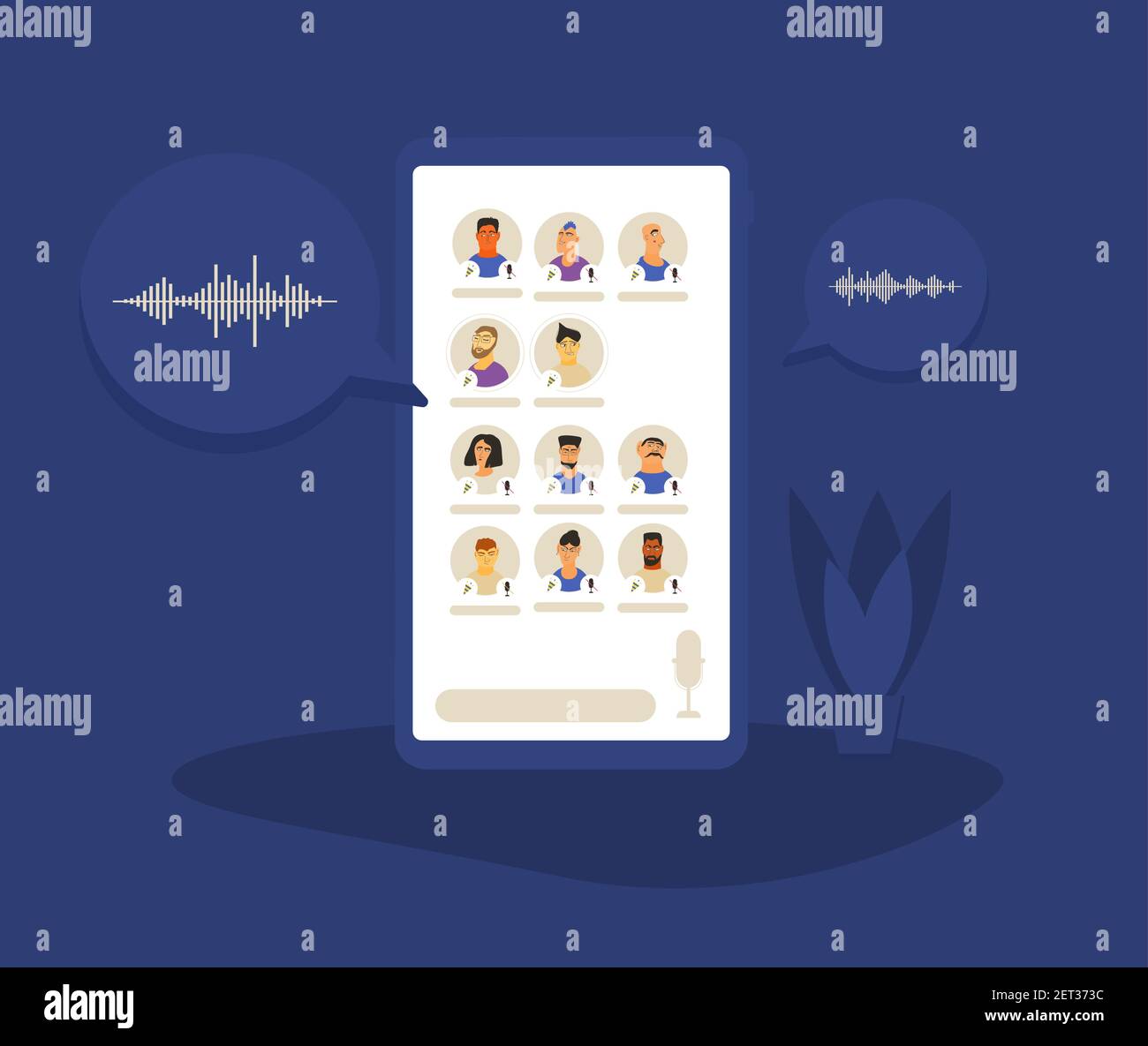 Social media networking app. Audio chat. Talking with friends with ...