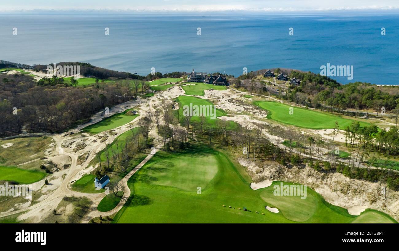 Beautiful drone view of a golf course Stock Photo - Alamy
