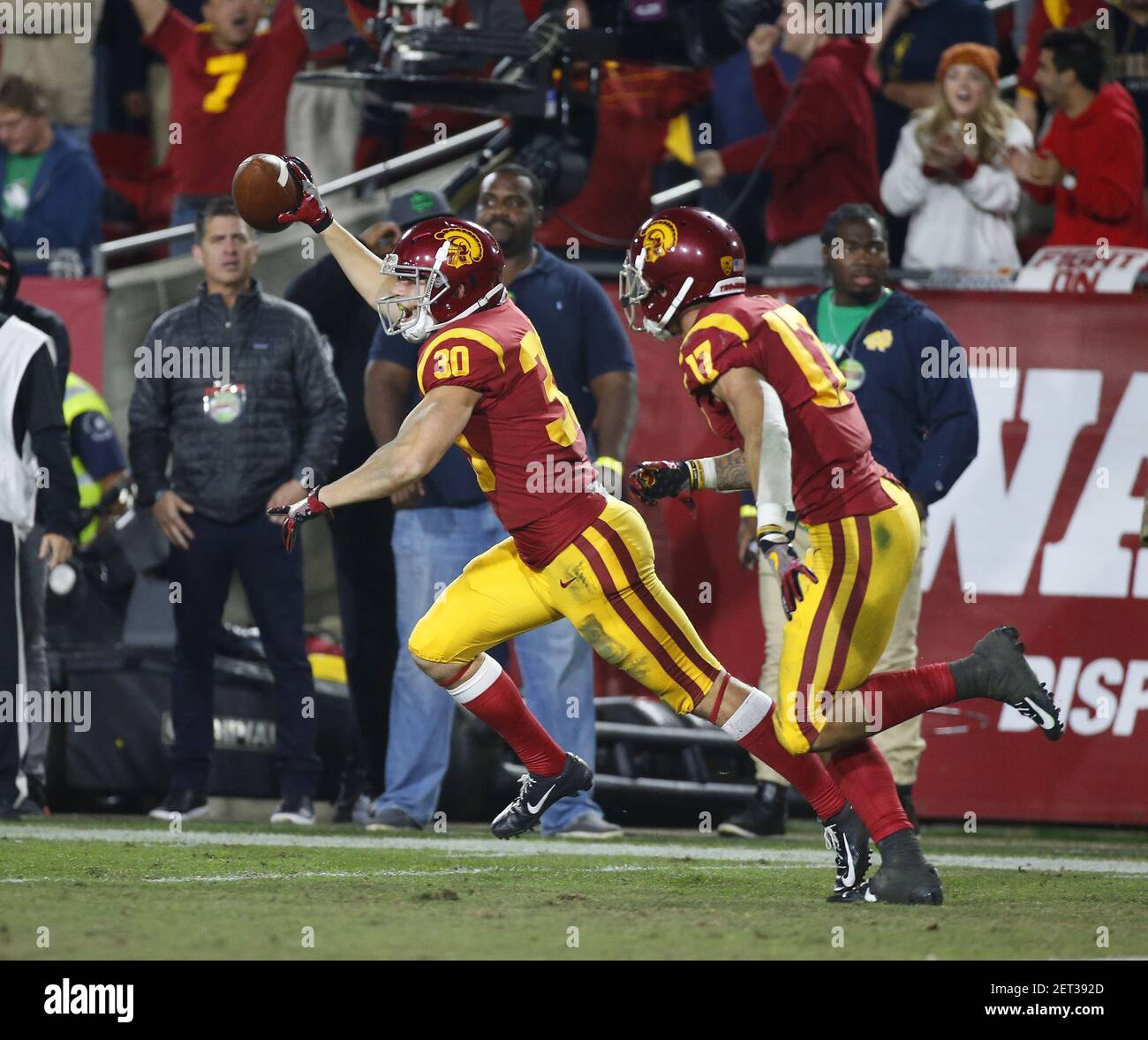 November 24, 2018 USC Trojans safety Jordan McMillan (30) celebrates ...