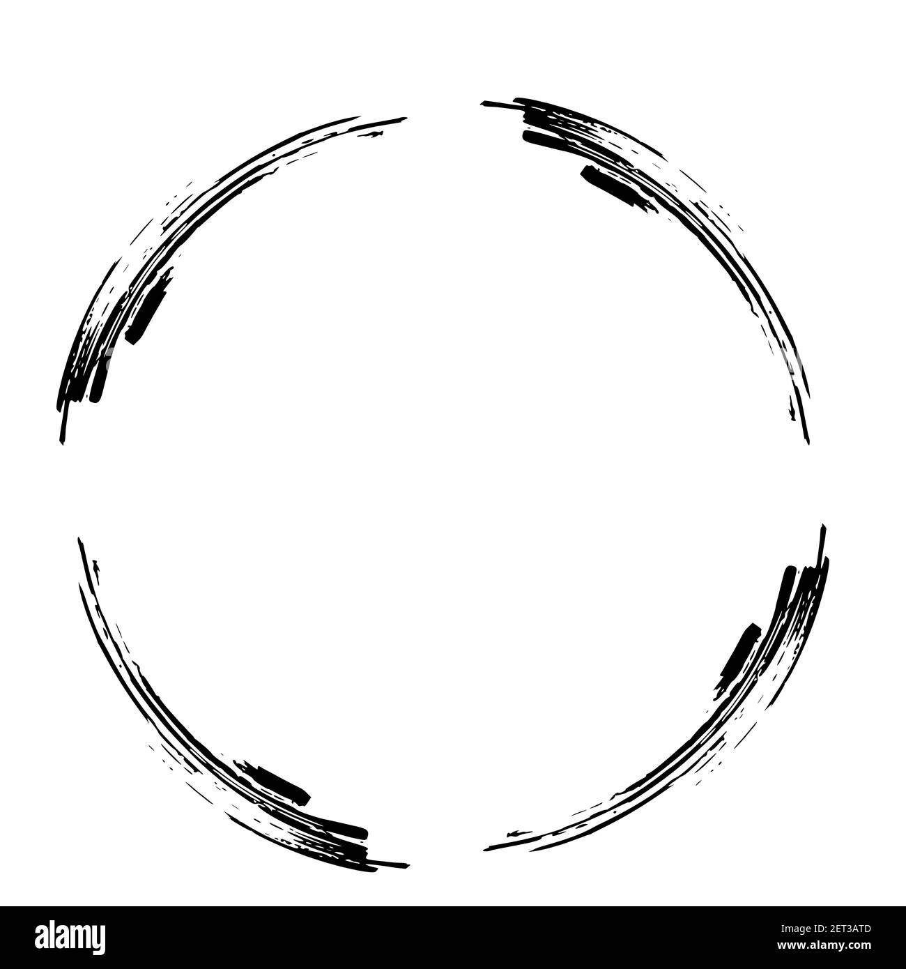 Round grunge frame isolated on white background. Black circle ink border. Vector illustration ...