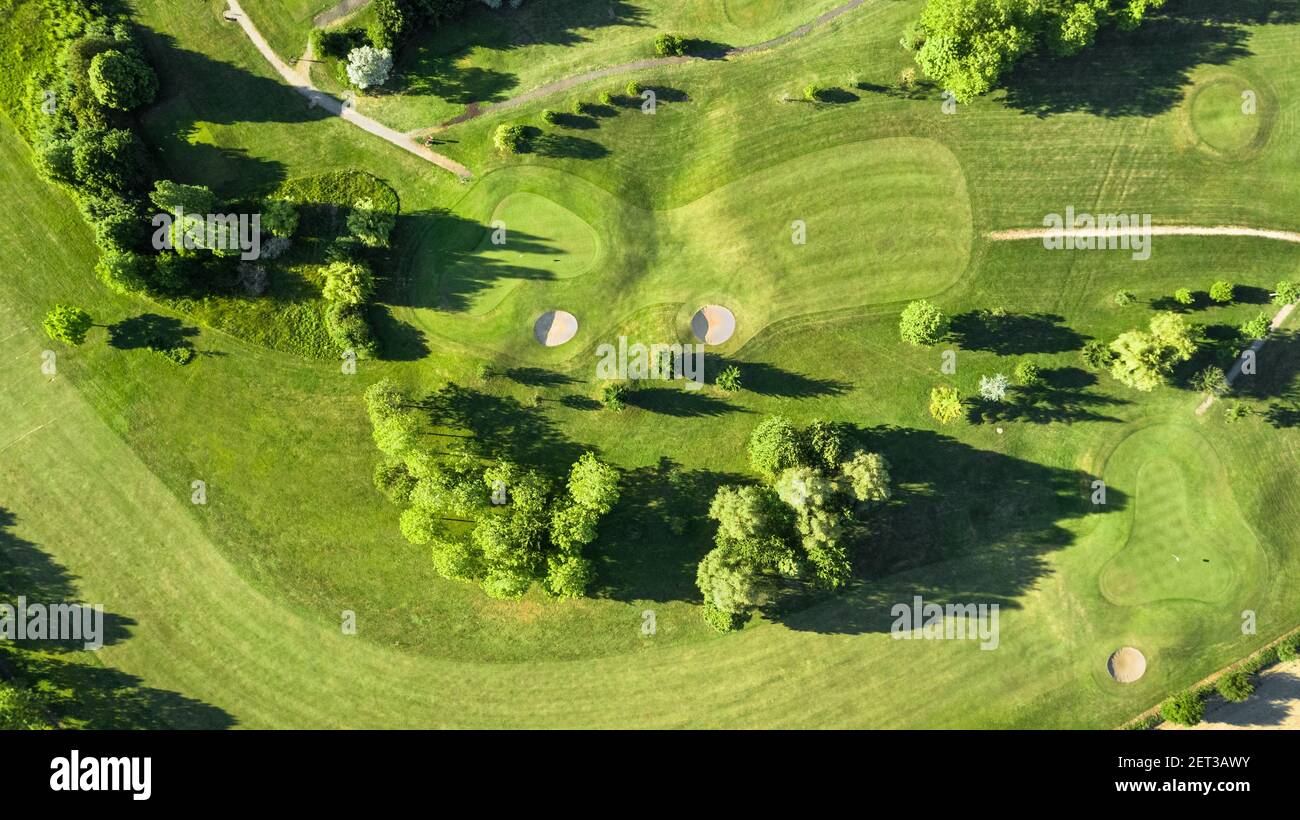 Drone view of a beautiful golf course Stock Photo - Alamy