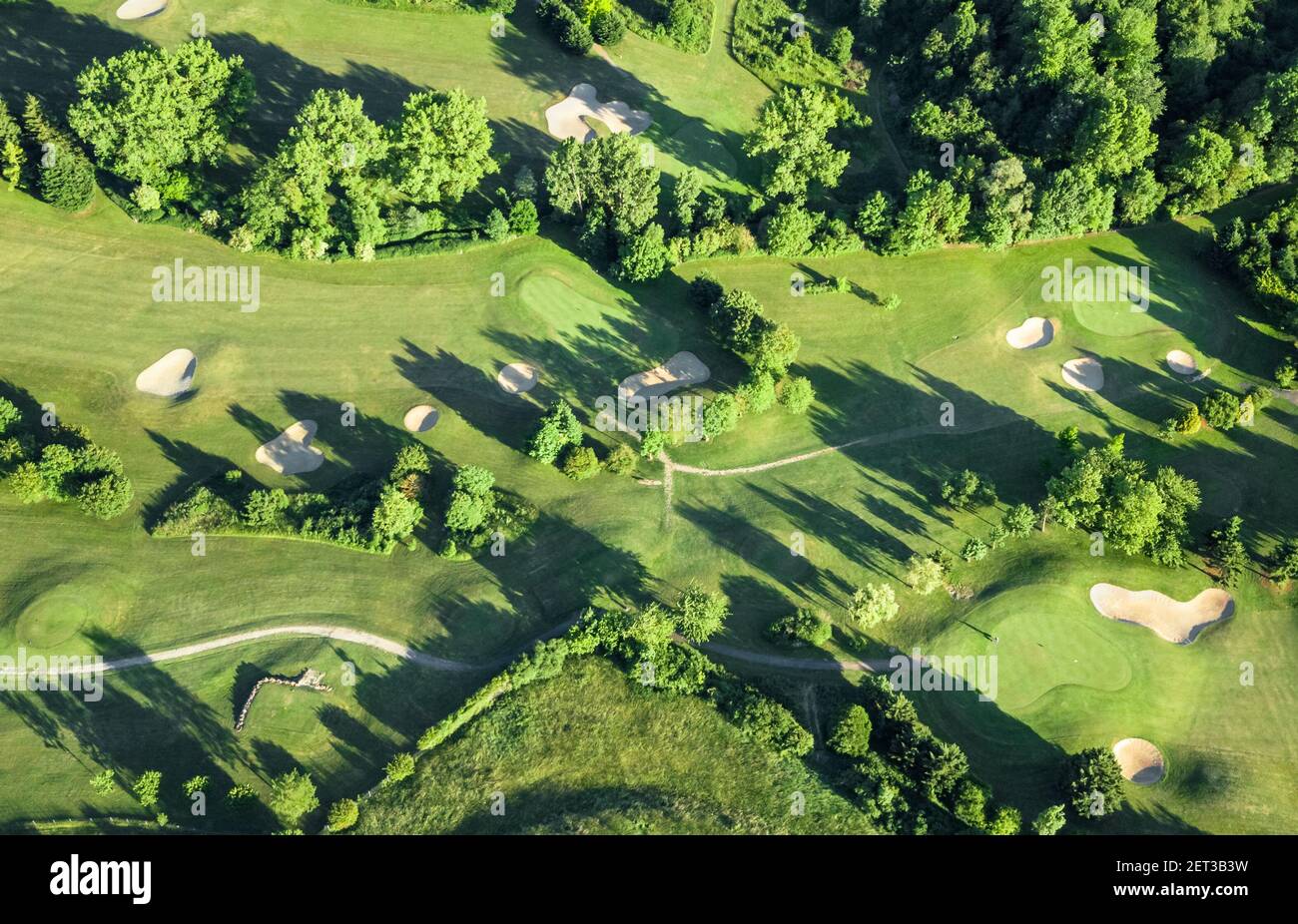 Drone view of a beautiful golf course Stock Photo - Alamy