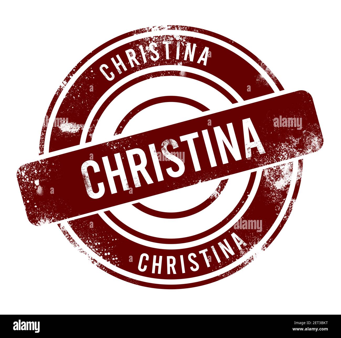 Christina - red round grunge button, stamp Stock Photo - Alamy