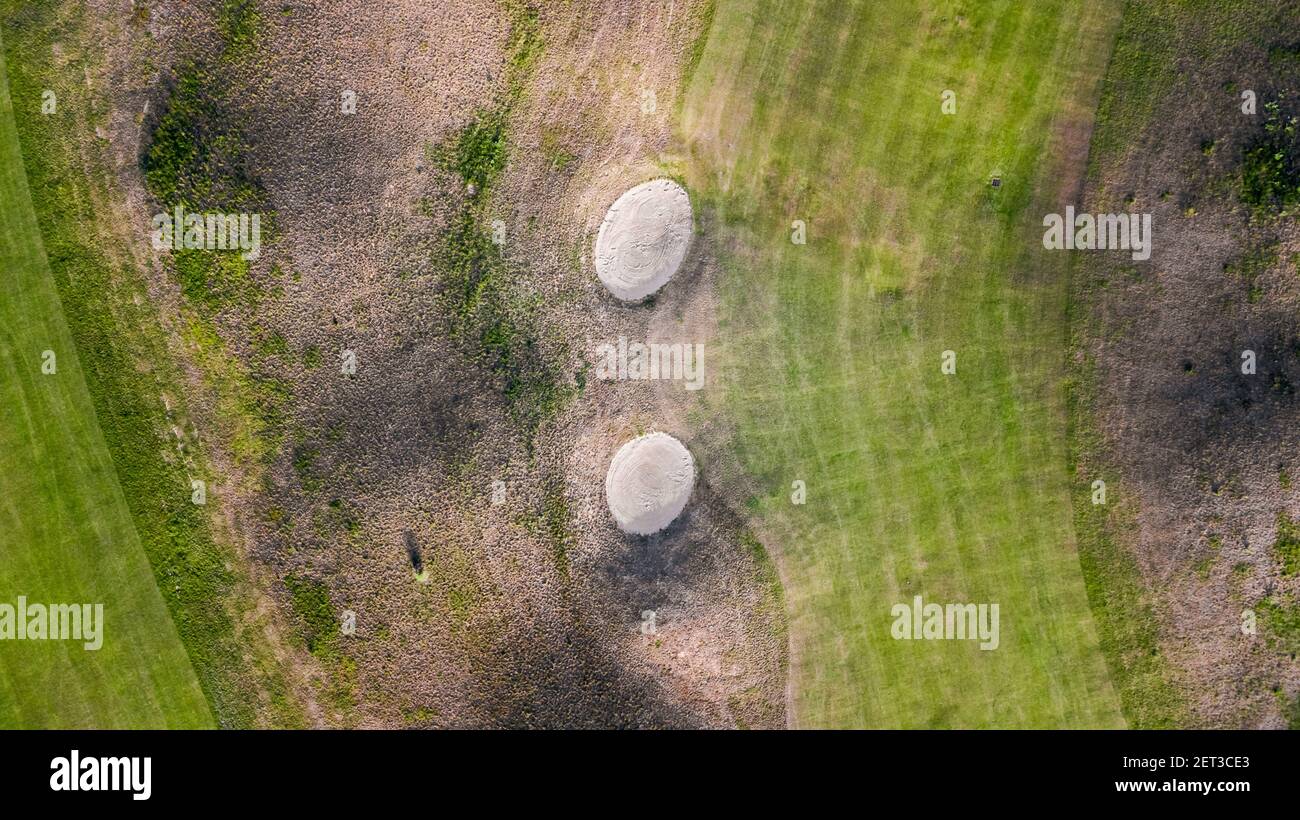 Beautiful drone view of a golf course Stock Photo - Alamy