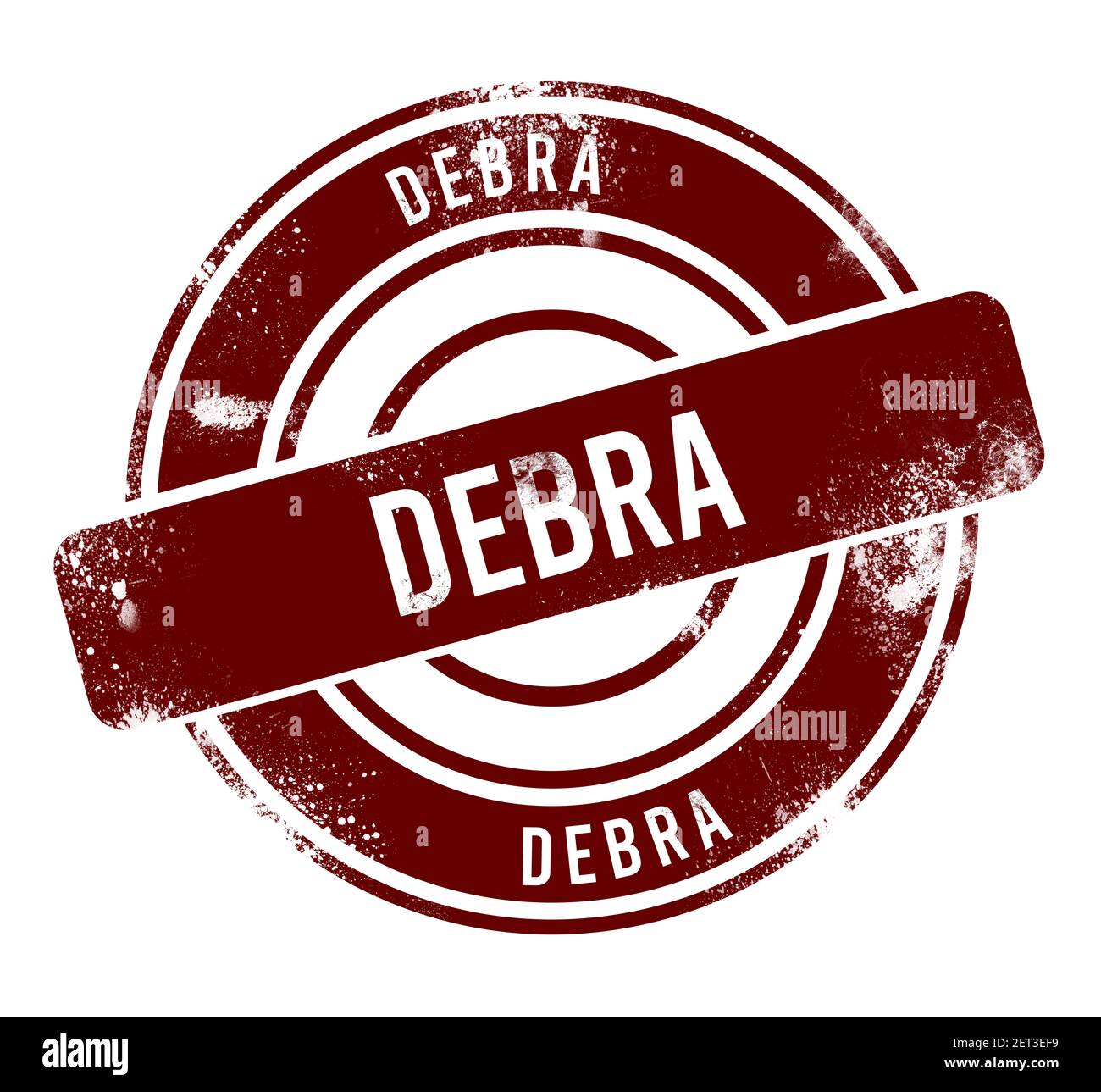 Debra - red round grunge button, stamp Stock Photo - Alamy