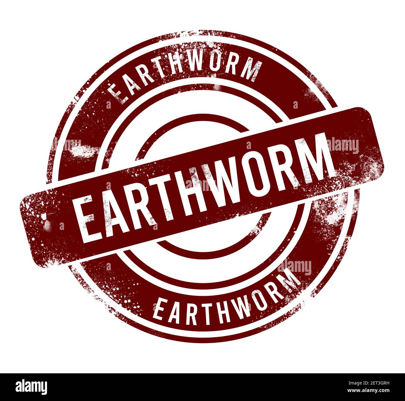 earthworm - red round grunge button, stamp Stock Photo - Alamy