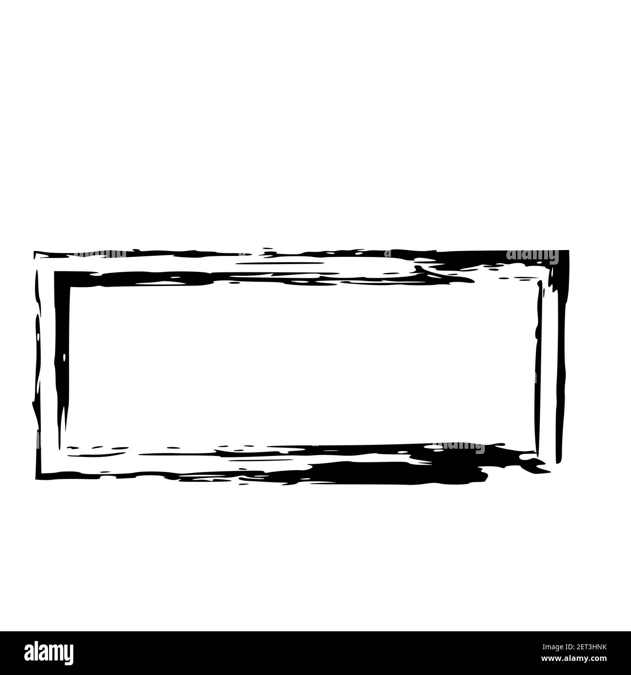 Rectangle grunge frame isolated on white background. Black ink border ...