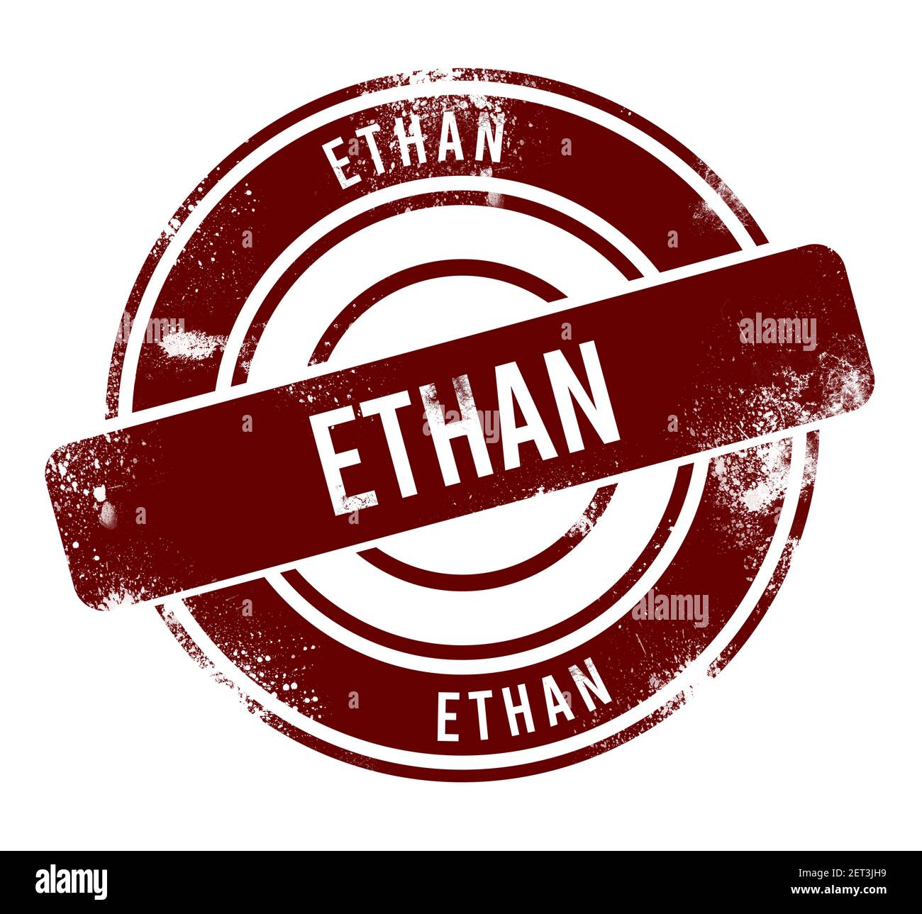 Ethan - red round grunge button, stamp Stock Photo - Alamy