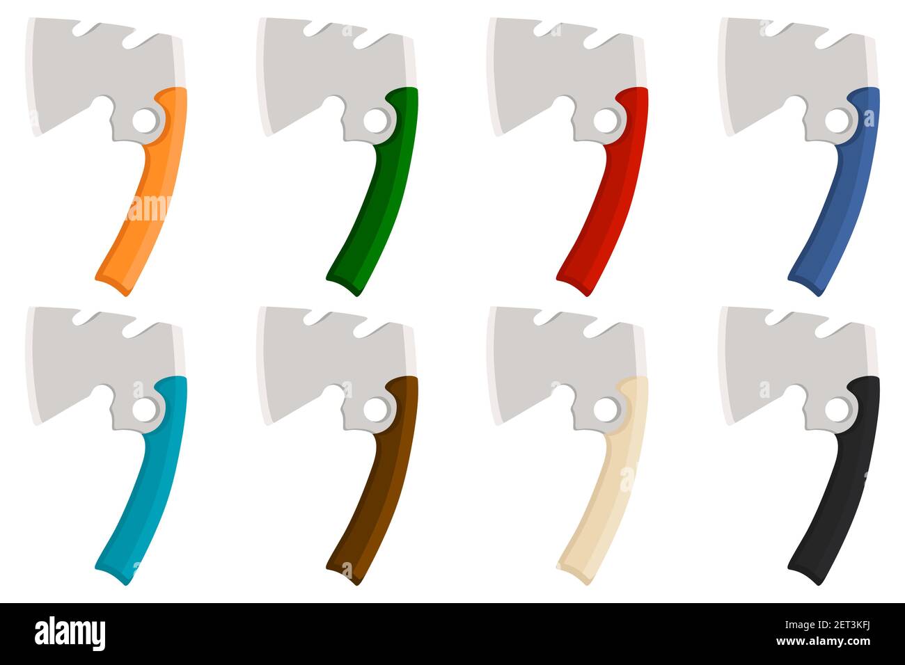 Illustration on theme big kit steel axes with wooden handle, metal ax ...