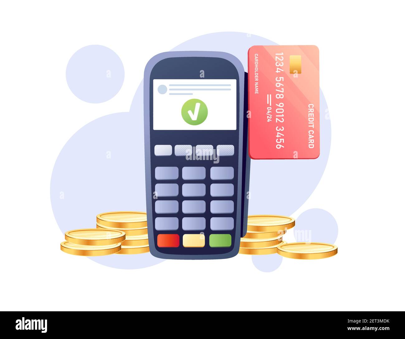 POS Terminal with credit card and coins wireless payment purchases in ...