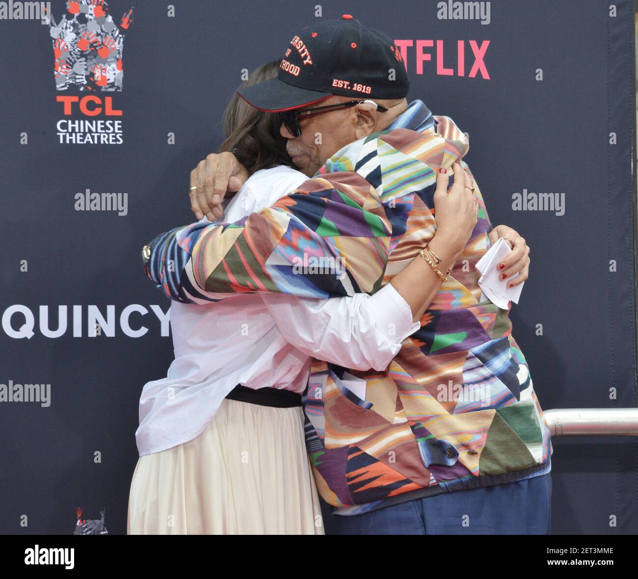 (L-R) Rashida Jones and Quincy Jones at the Quincy Jones Hand ...