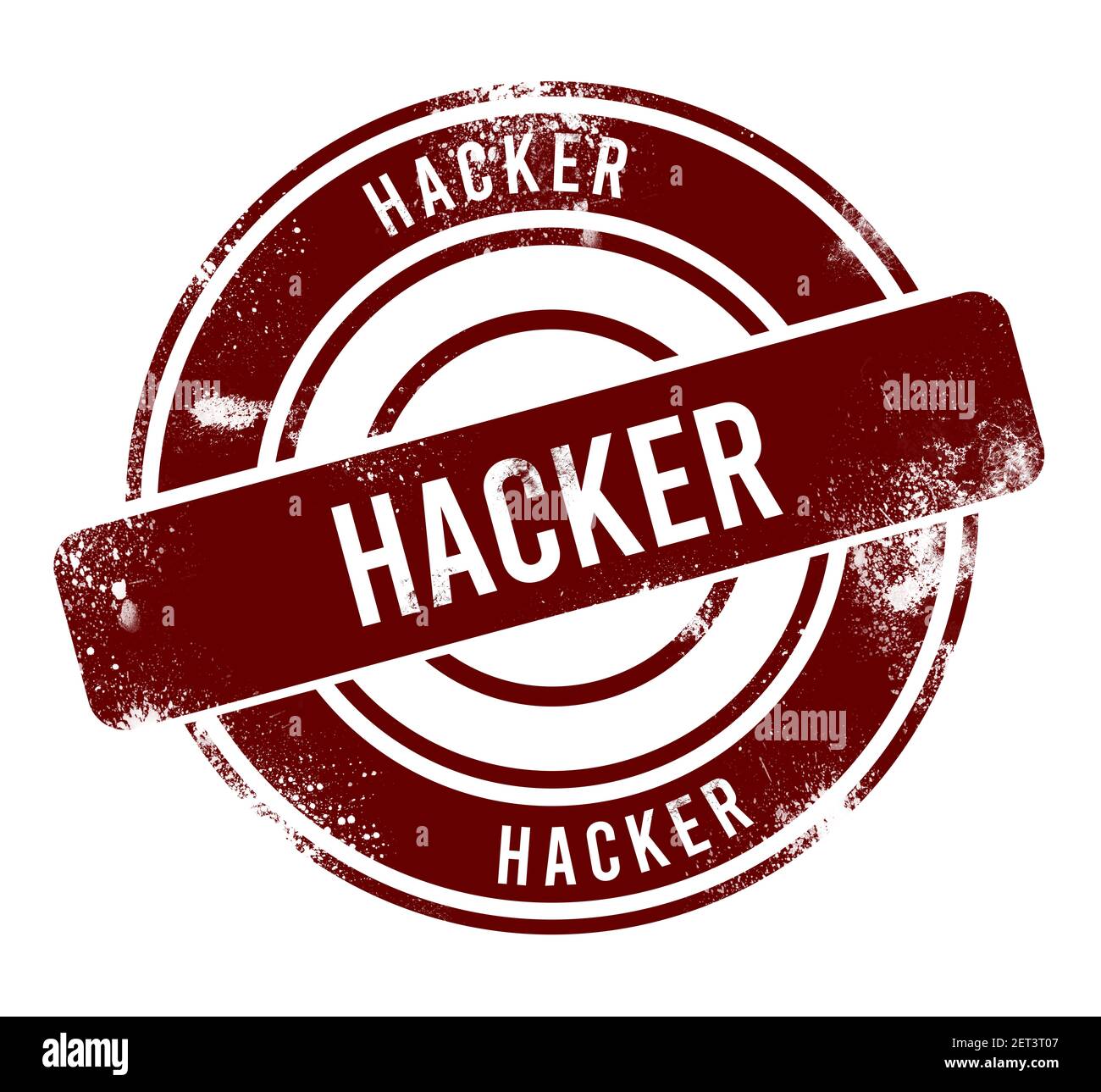 Hacker - red round grunge button, stamp Stock Photo - Alamy