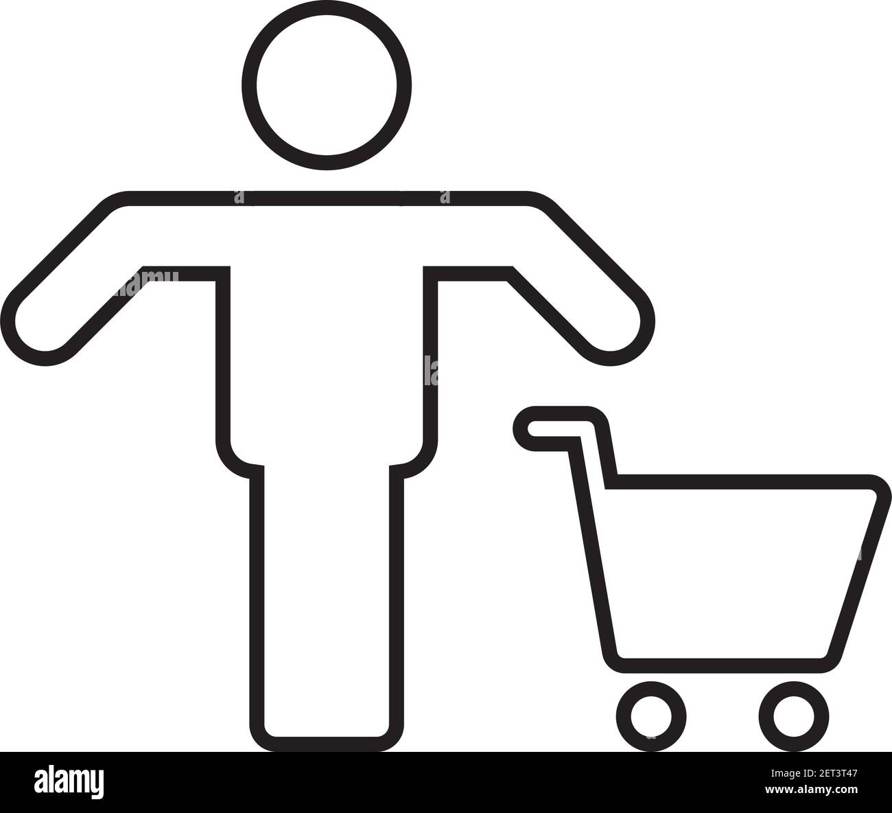 Cart icon vector male person shopping outline symbol in a flat color ...