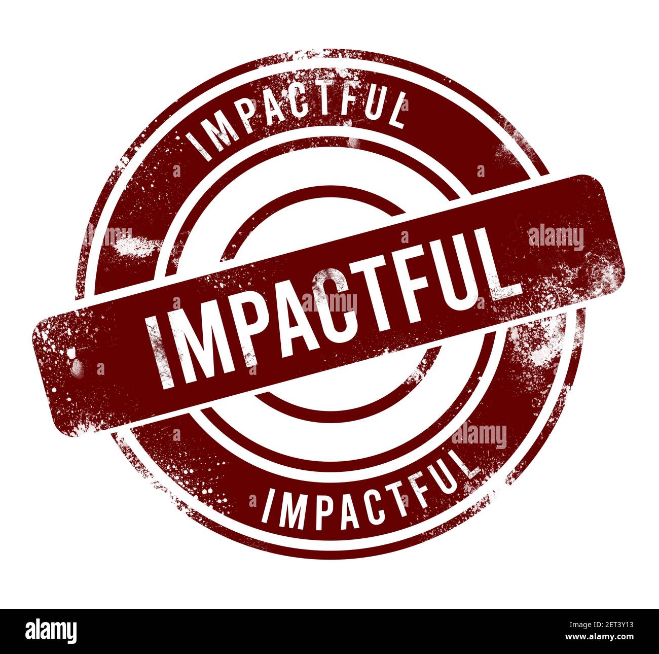 Impactful - red round grunge button, stamp Stock Photo - Alamy
