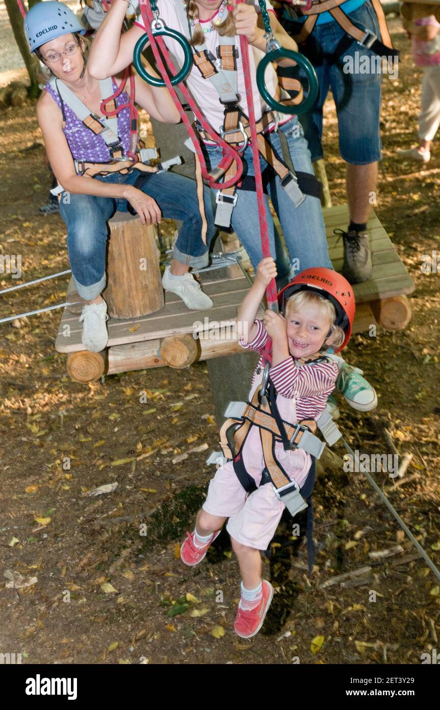 On the way in a climbing park in forest Stock Photo - Alamy
