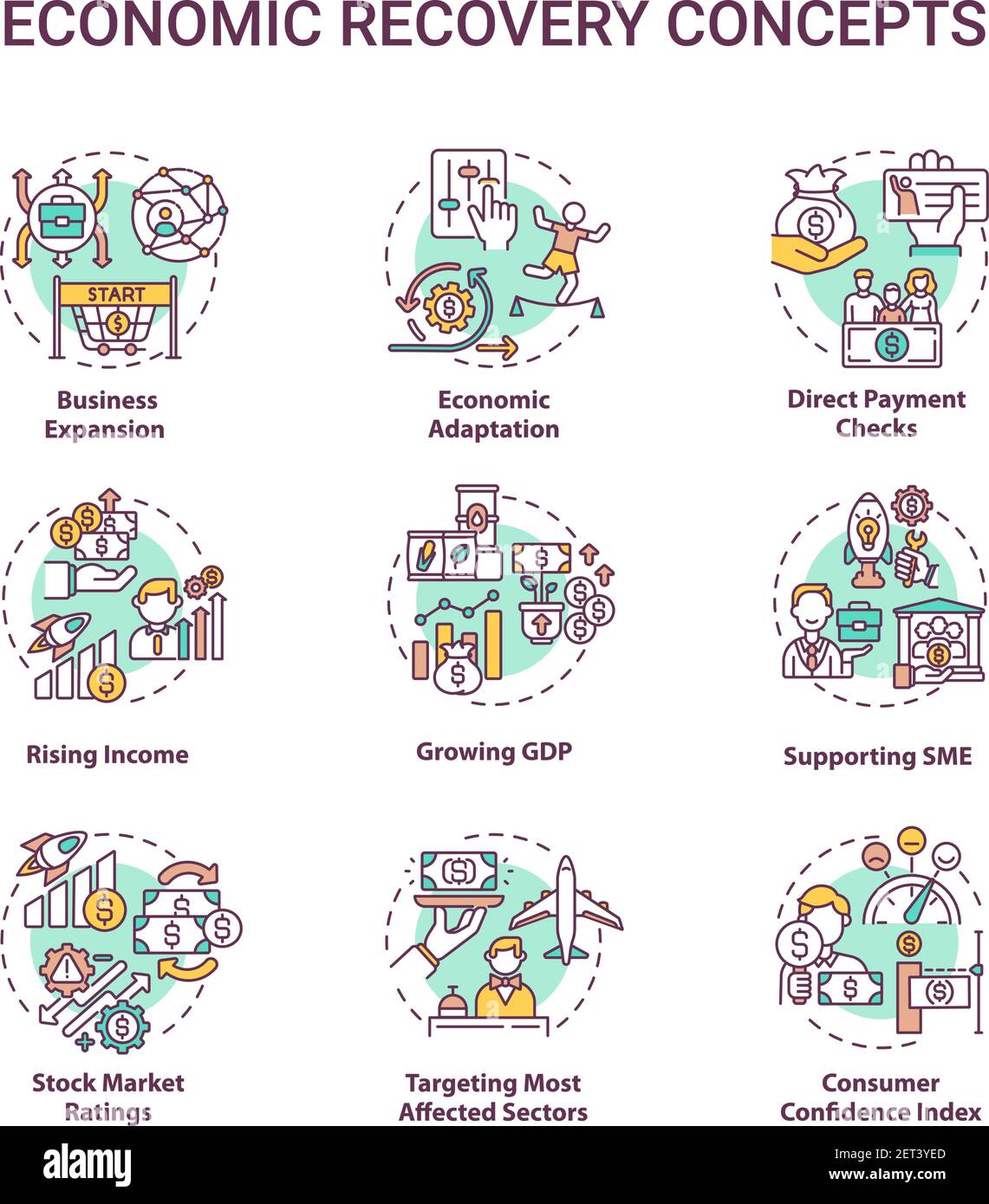 Economic recovery concept icons set Stock Vector Image & Art - Alamy