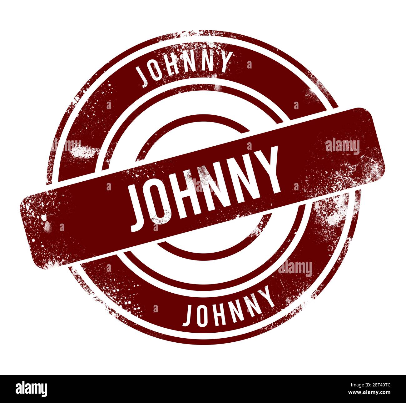Johnny - red round grunge button, stamp Stock Photo - Alamy