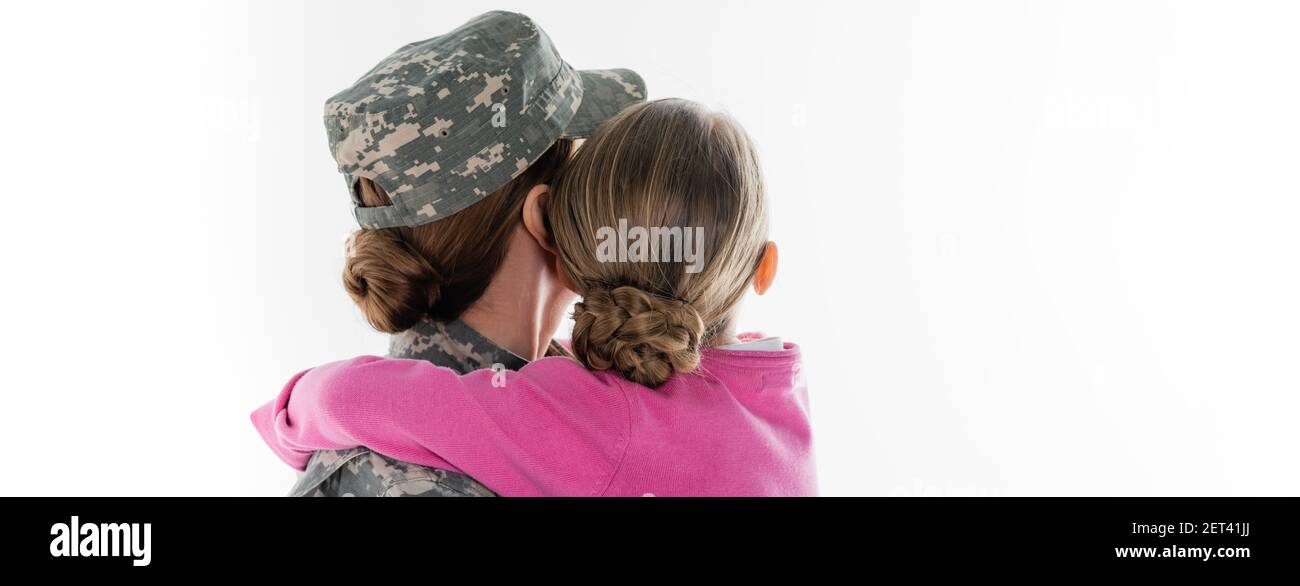 Mom hugging child back view hi-res stock photography and images - Alamy