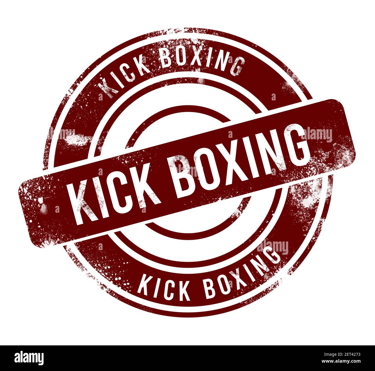 Kick Boxing - red round grunge button, stamp Stock Photo - Alamy