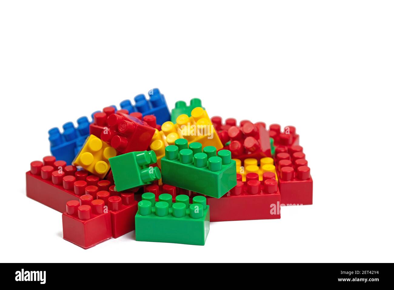 Colorful plastic building blocks against a white background Stock Photo ...