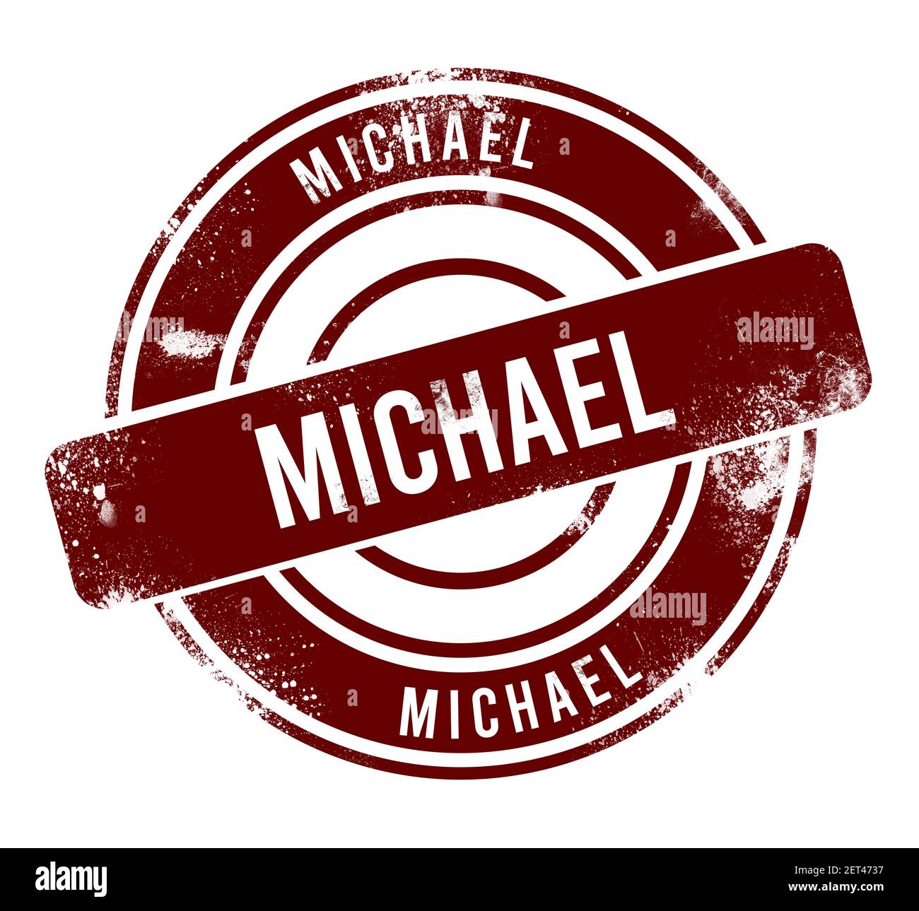 Michael - red round grunge button, stamp Stock Photo - Alamy