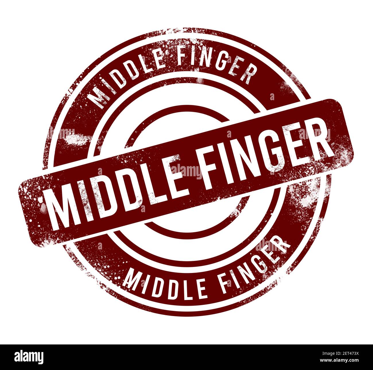 Middle finger - red round grunge button, stamp Stock Photo - Alamy