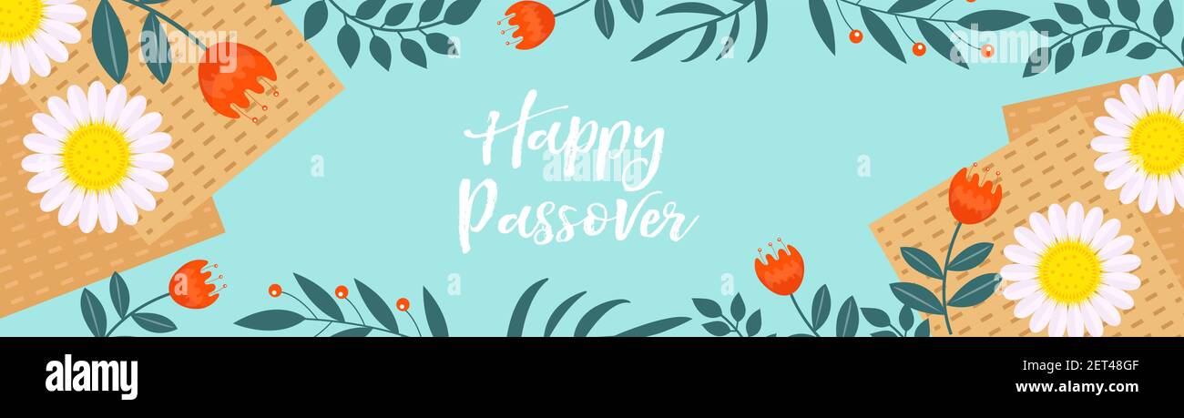 Passover banner. Pesach template for your design with matzah and spring ...