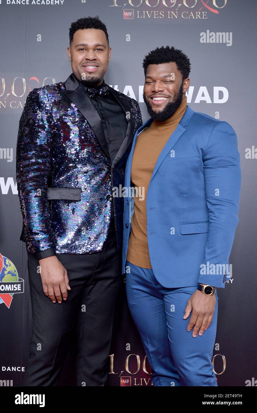 (L-R) Deondre Moore and Quentin Jiles attend AIDS Healthcare Foundation ...
