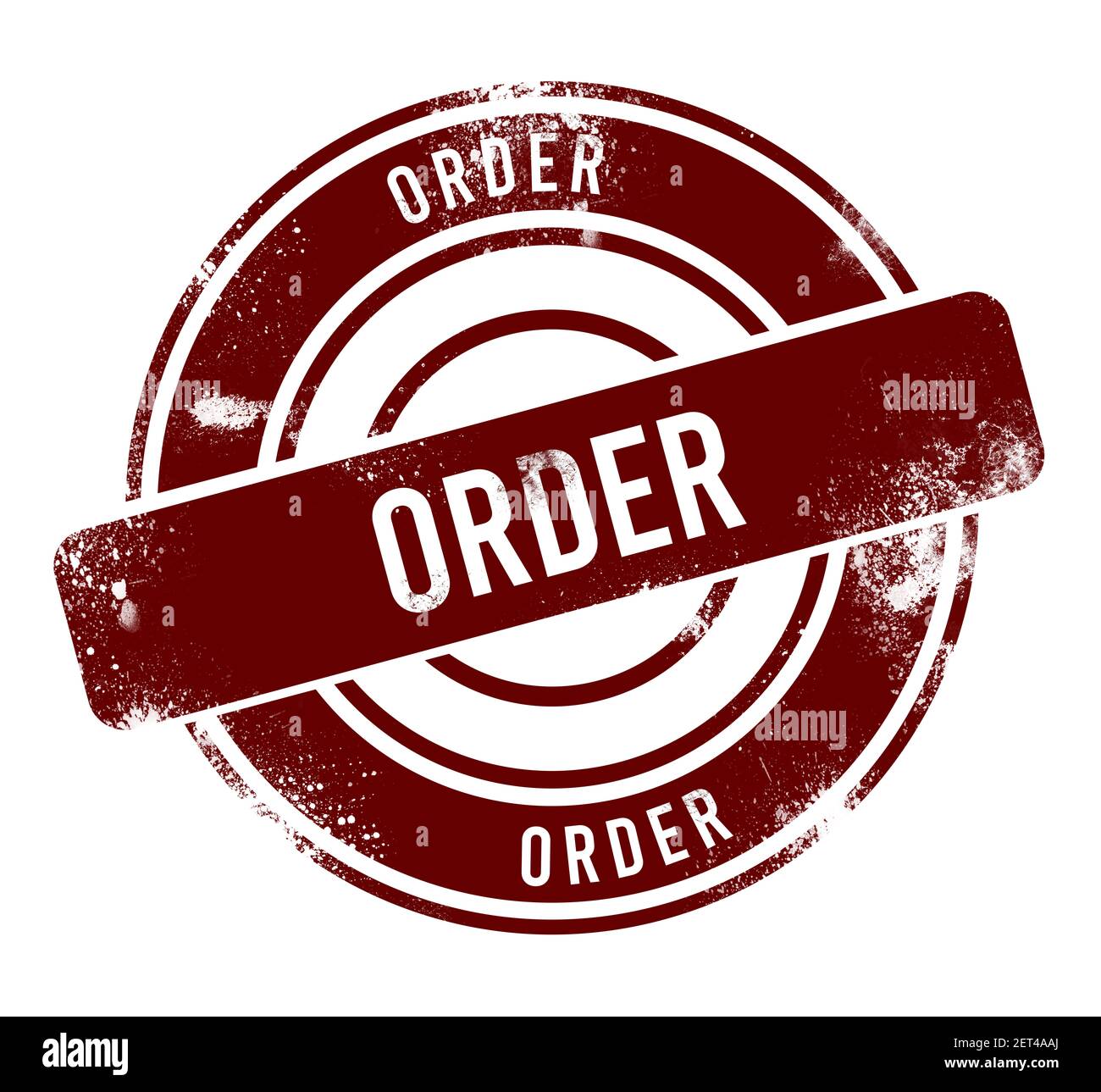 Order - red round grunge button, stamp Stock Photo - Alamy
