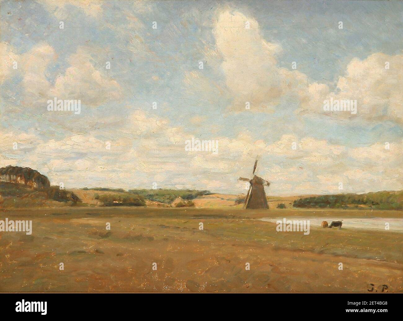 Julius Paulsen - Landscape with a mill Stock Photo - Alamy