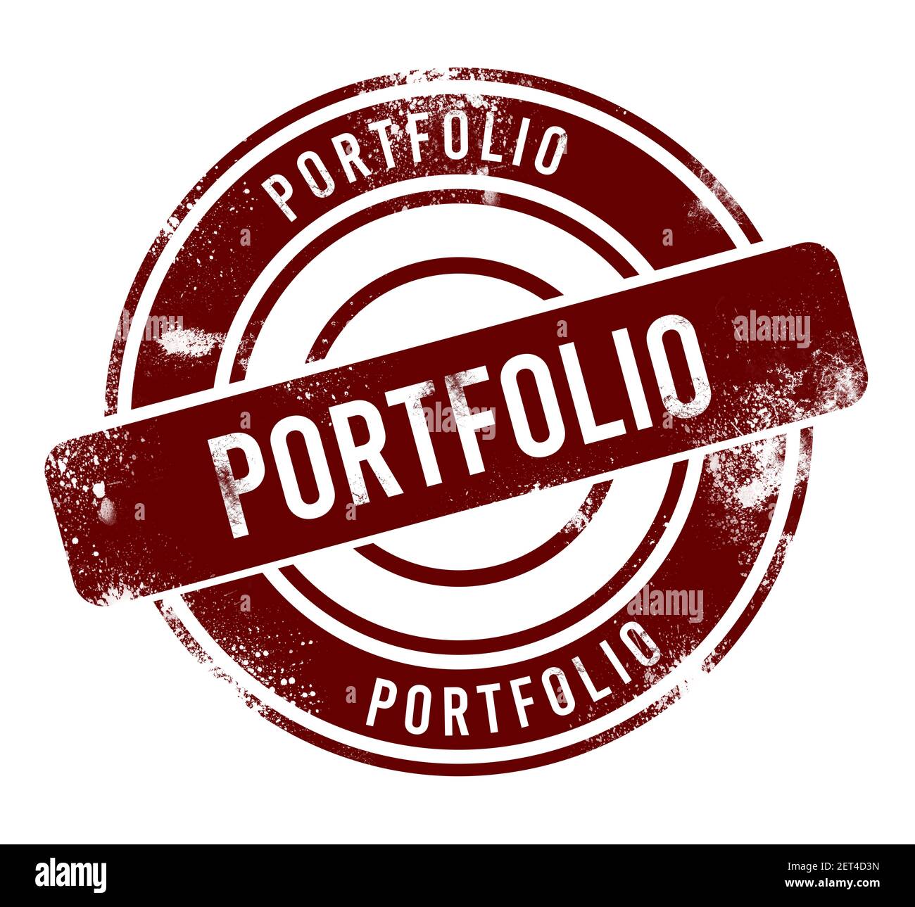Portfolio - red round grunge button, stamp Stock Photo - Alamy