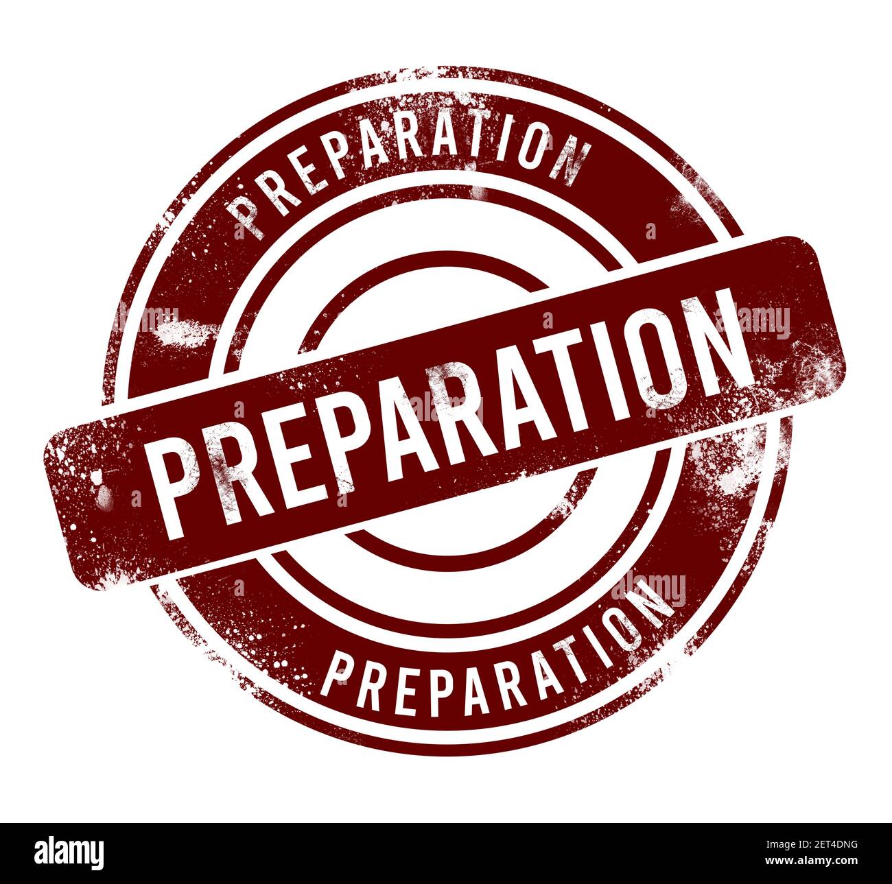 Preparation - red round grunge button, stamp Stock Photo - Alamy